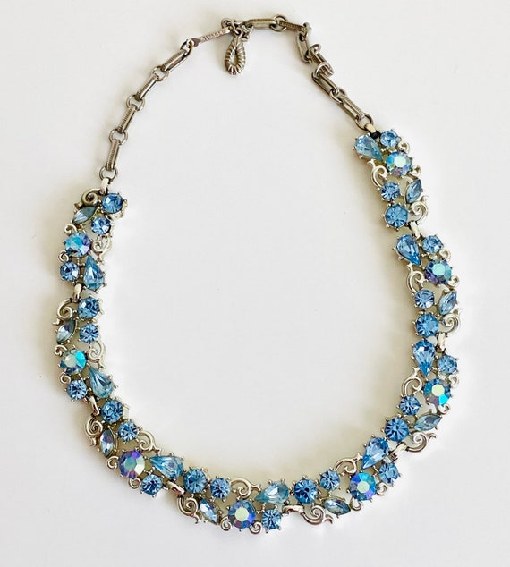 Vintage LISNER Baby Blue Rhinestones Earring and Choc… - Gem