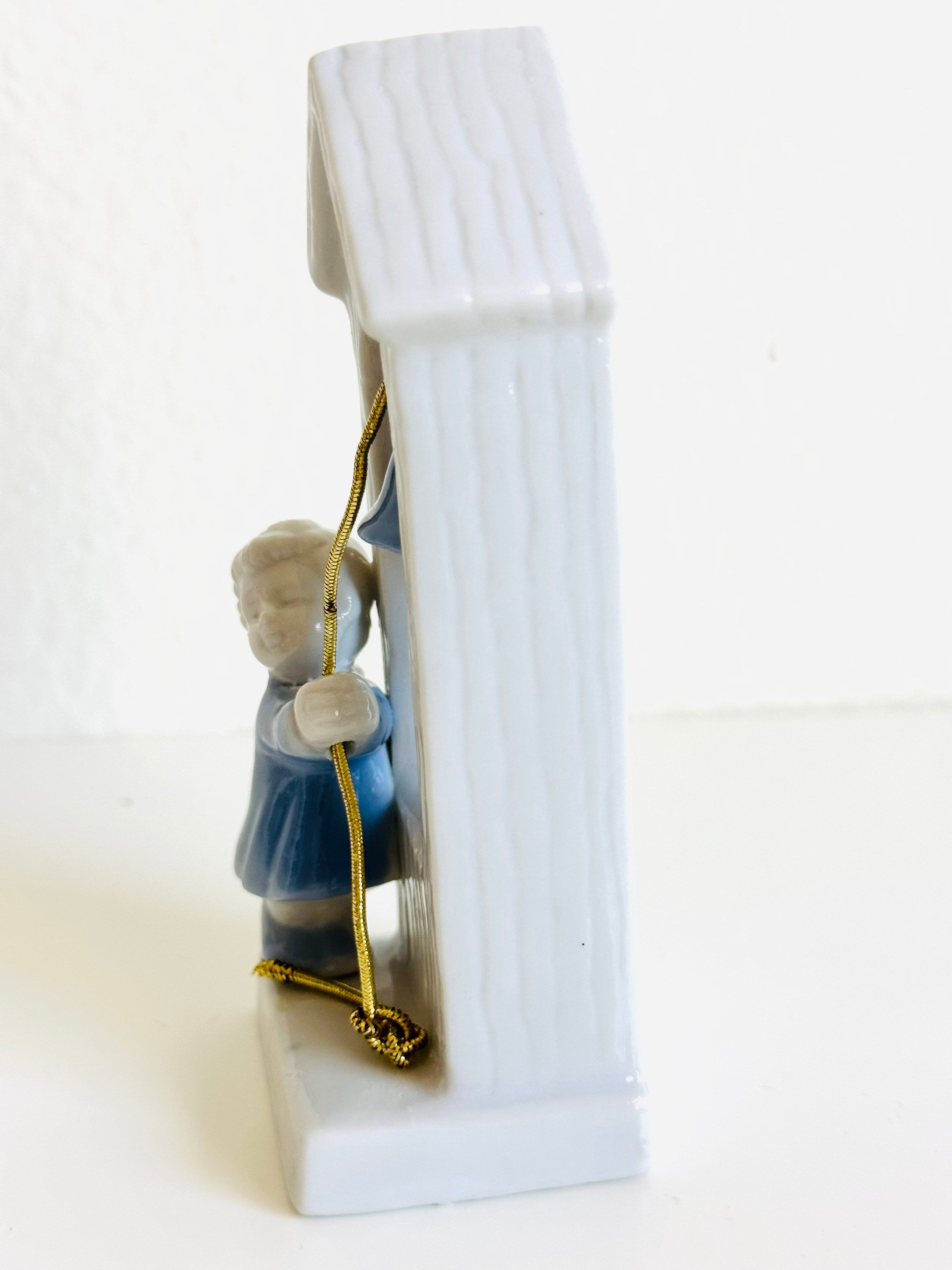 Vintage Enesco Angel Ringing Chapel Bell, Blue and White Porcelain ...