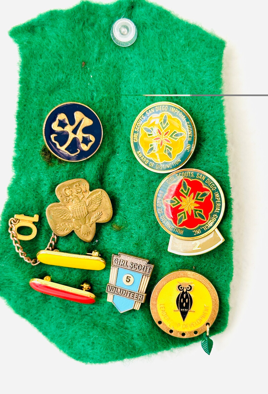 Lot of 8 Vintage Girl Scout Sash Pins Ten Year GSUSA Development World ...