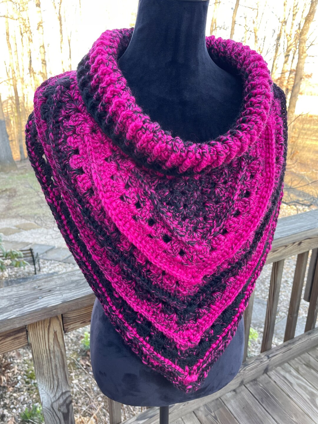Textured Cowl Scarf in Hot Pink and Black - Etsy