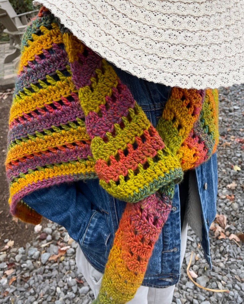 Triangle Scarf With Keyhole in Vibrant Rainbow Colors - Etsy
