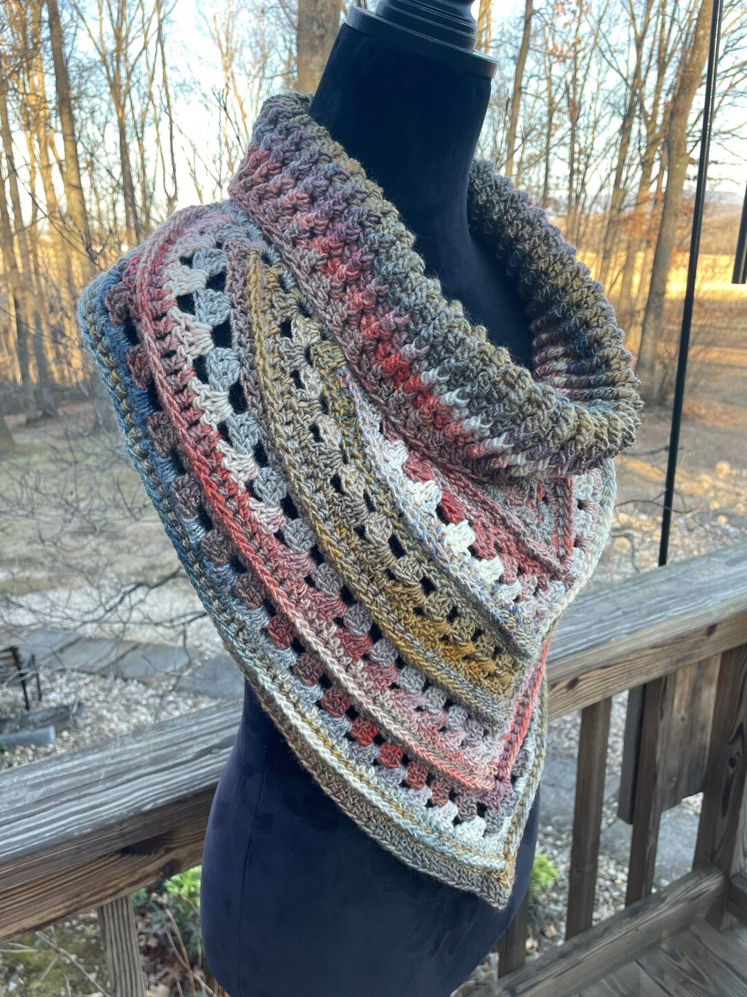 Textured Cowl Scarf With Cowl Style Neck in Shades of Tan, Gold, Brown ...