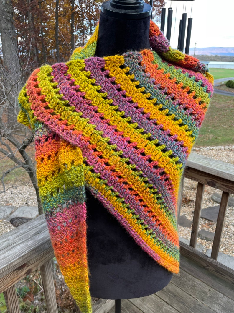 Triangle Scarf With Keyhole in Vibrant Rainbow Colors - Etsy