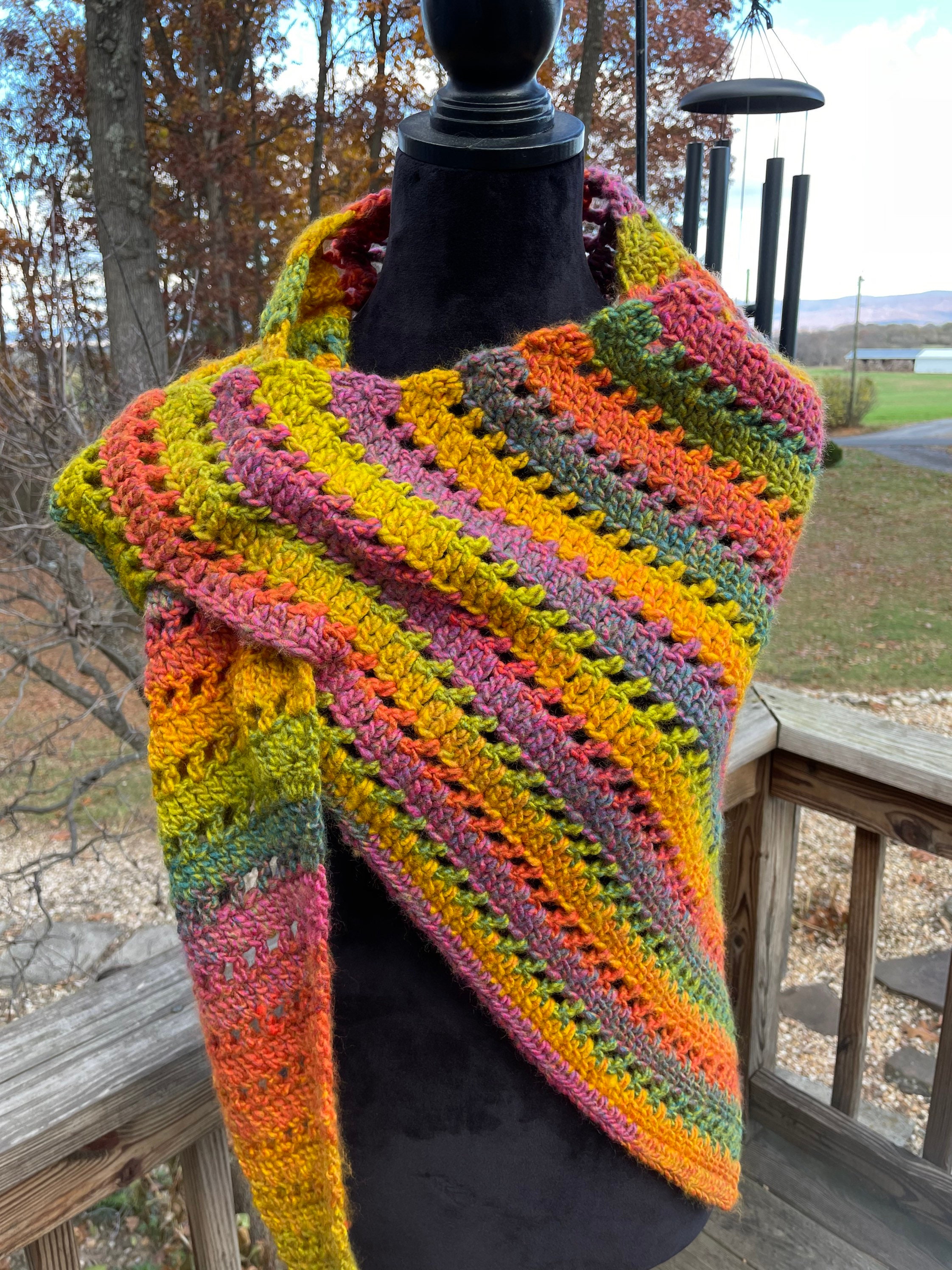 Triangle Scarf With Keyhole in Vibrant Rainbow Colors - Etsy