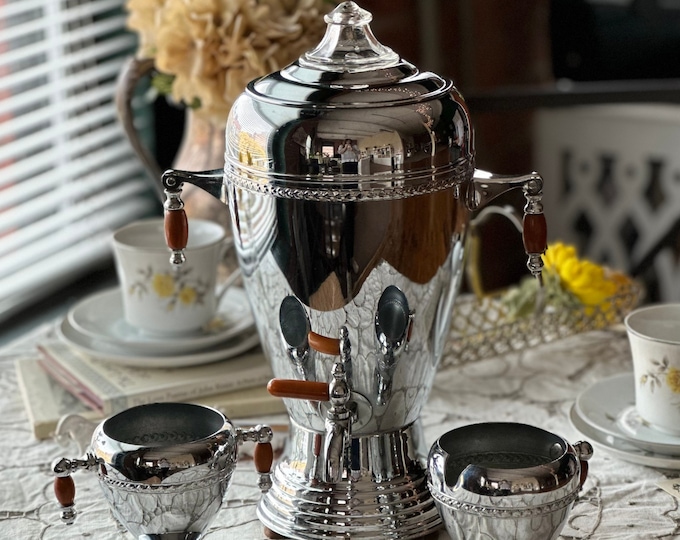 Vintage Keystoneware Percolator Coffee Maker Set | Chrome-plated 1940's ...