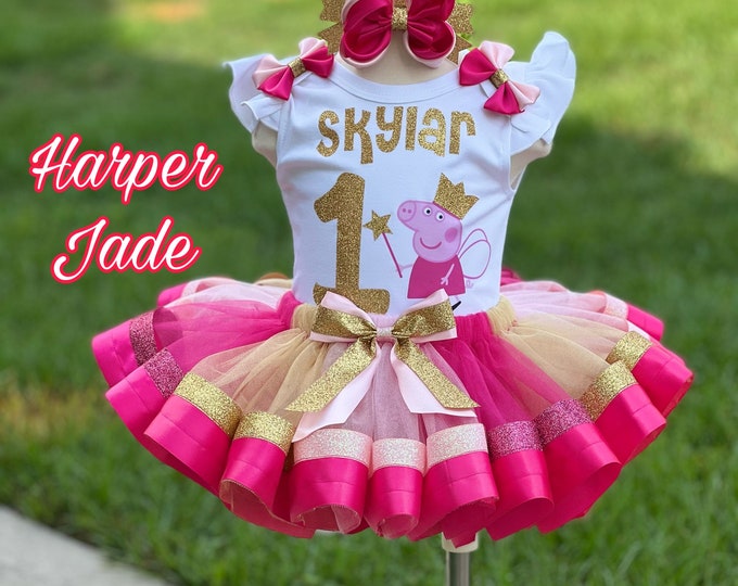 Peppa Pig Ribbon Tutu Outfit - Etsy