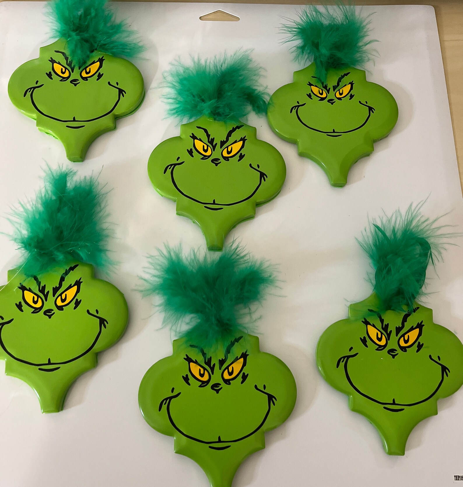 Grinch Ceramic Ornaments Set of 2. - Etsy