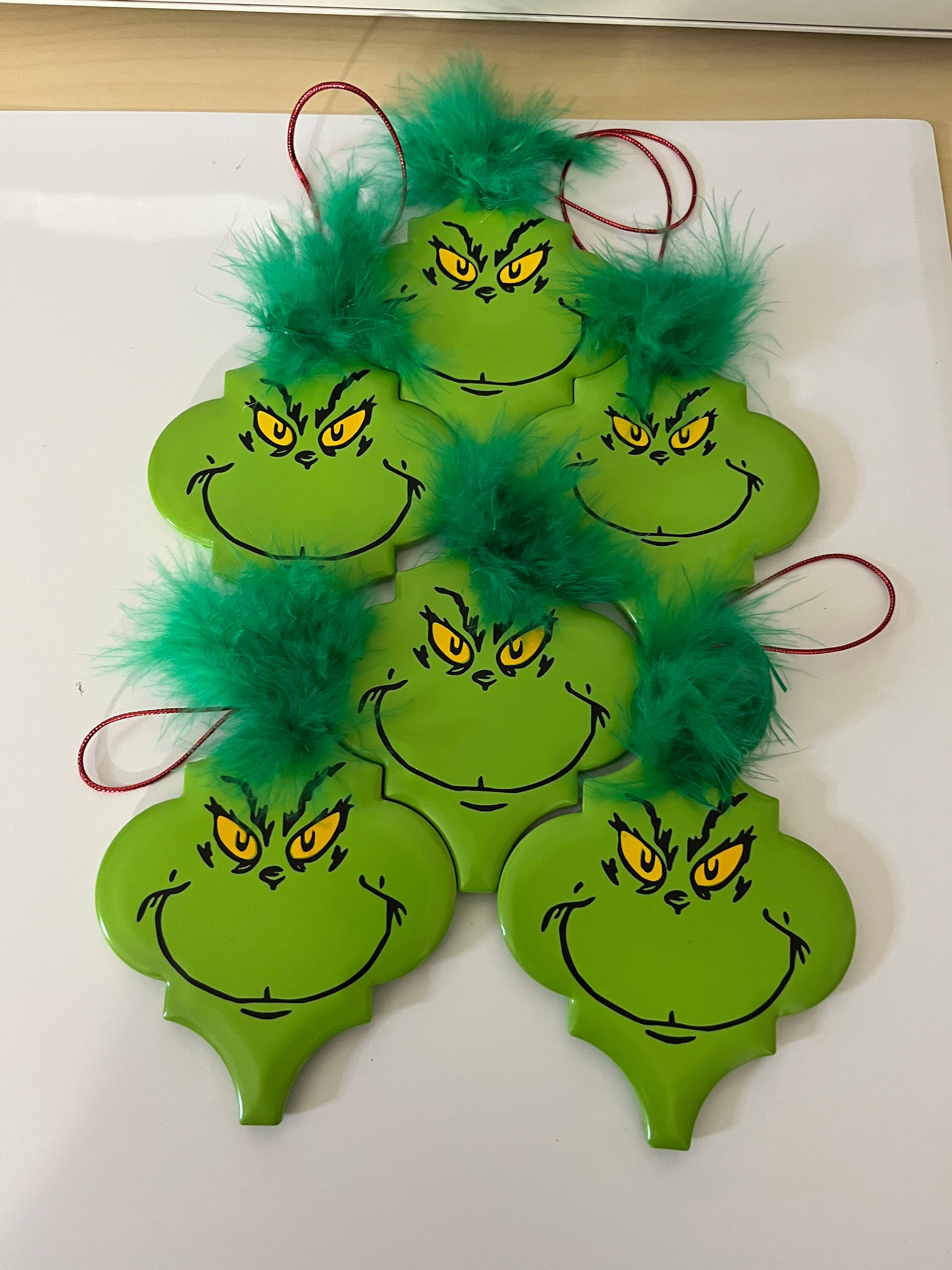 Grinch Ceramic Ornaments Set of 2. - Etsy