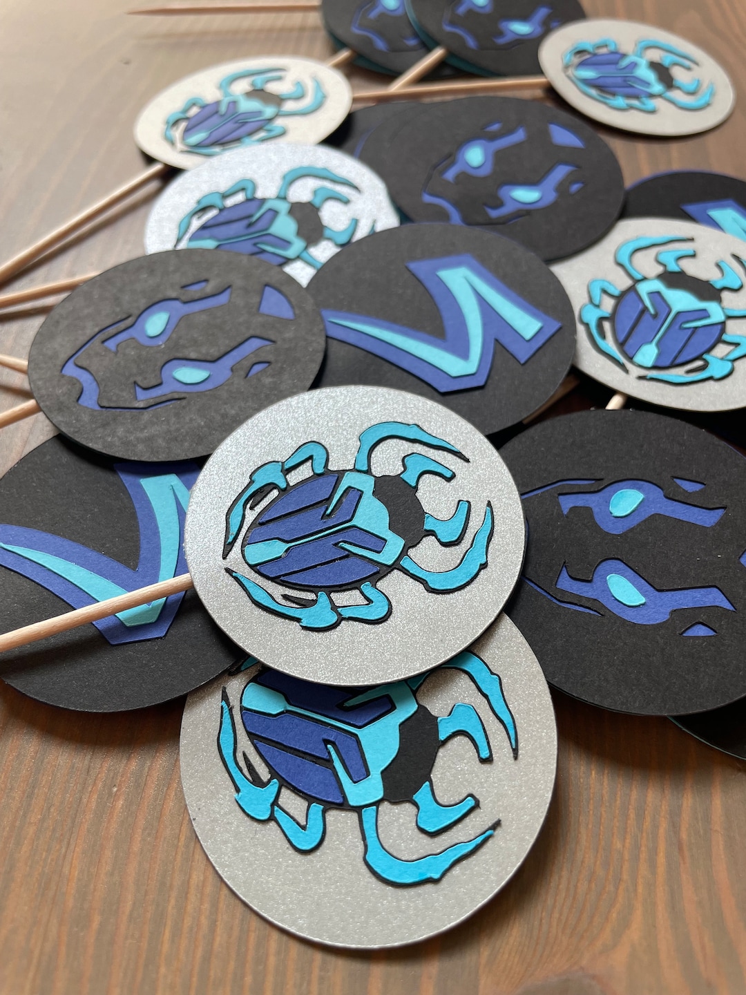 Blue Beetle Cupcake Toppers Blue Beetle Party Jaime Reyes Birthday ...