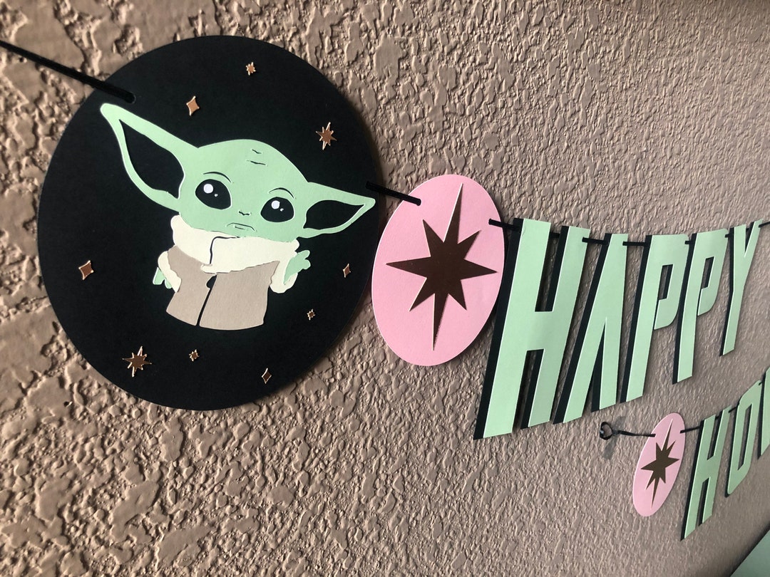Baby Yoda Inspired Party Banner Grogu Birthday Banner - Etsy