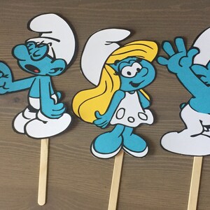 Smurf Inspired Centerpiece Sticks Smurf Party - Etsy