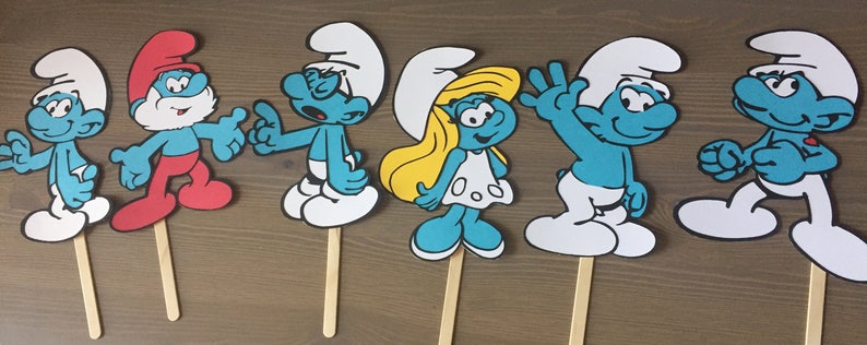 Smurf Inspired Centerpiece Sticks Smurf Party - Etsy