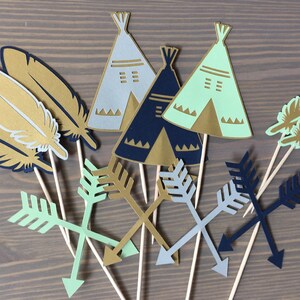 Teepee Boho Cupcake and Treat Toppers Tribal Party - Etsy