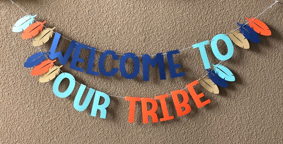 Welcome to Our Tribe Banner Boho Baby Shower Feather Banner - Etsy