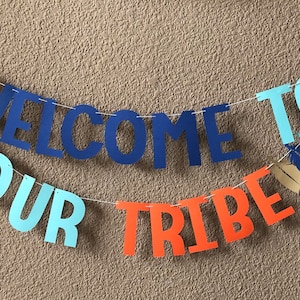 Welcome to Our Tribe Banner Boho Baby Shower Feather Banner - Etsy