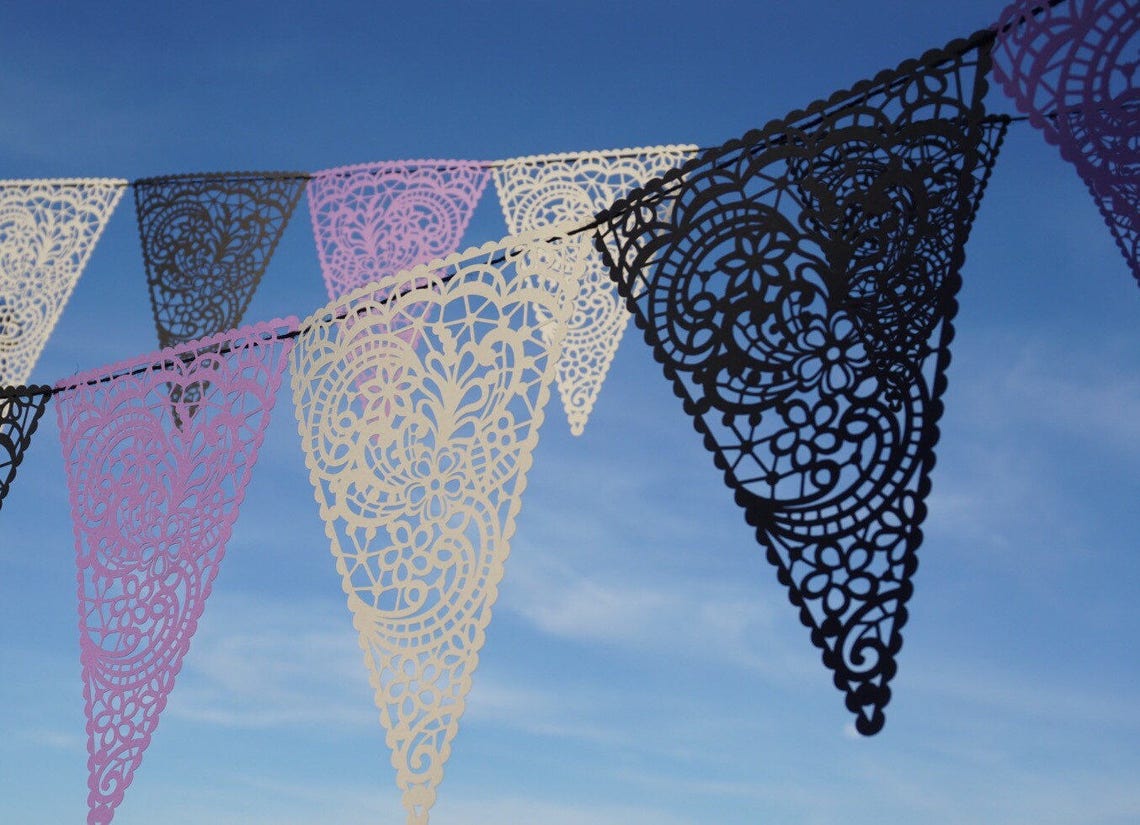 Lace Cutout Paper Bunting Wedding Banner Lace Cutout Banner - Etsy