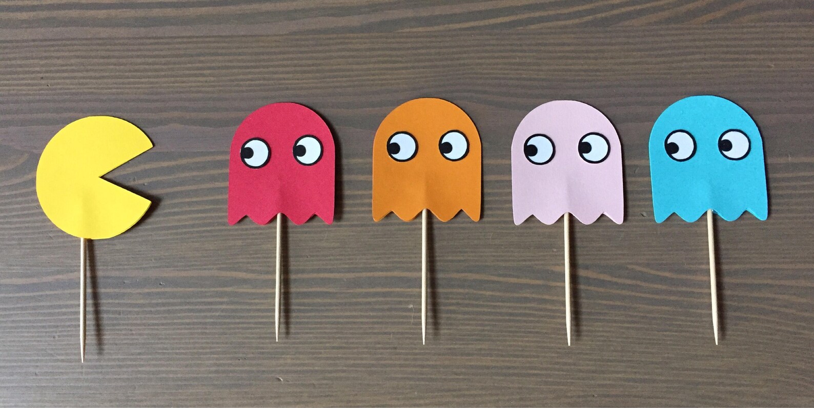 Pacman Cupcake Toppers Arcade Party Decor Ms Pacman Party - Etsy