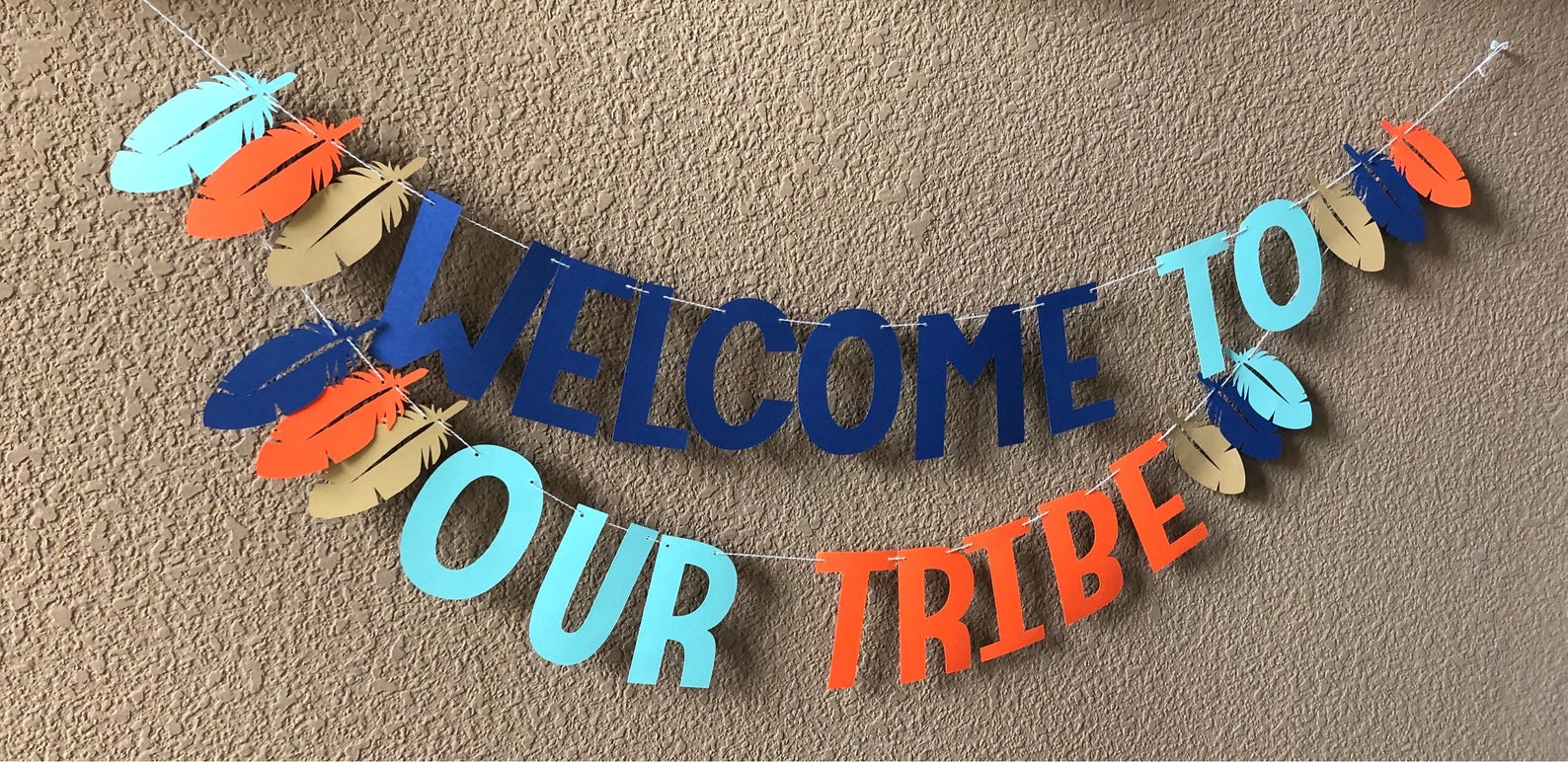 Welcome to Our Tribe Banner Boho Baby Shower Feather Banner | Etsy
