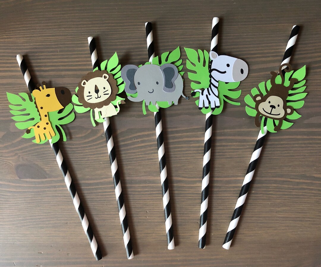 Safari Party Paper Straws Jungle Animal Party Zoo Party - Etsy