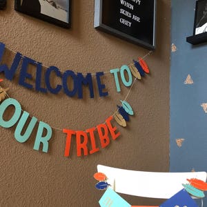 Welcome to Our Tribe Banner Boho Baby Shower Feather Banner - Etsy
