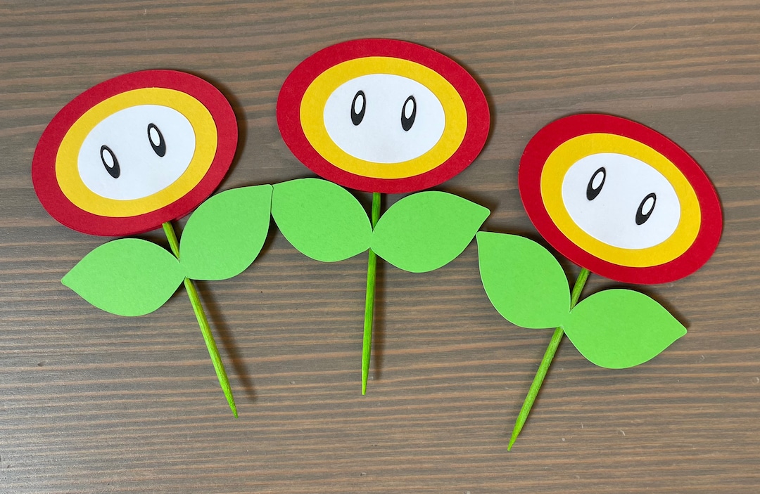 Fire Flower Treat Toppers Super Mario Party Treat Toppers - Etsy
