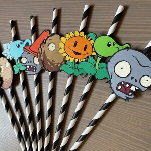 Plants Vs Zombies Inspired Paper Straws PVZ Party - Etsy