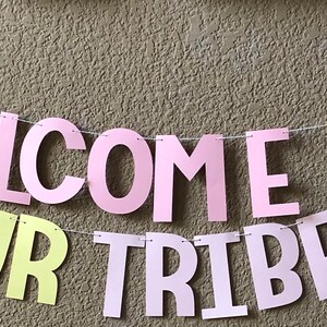 Welcome to Our Tribe Banner Boho Baby Shower Feather Banner - Etsy