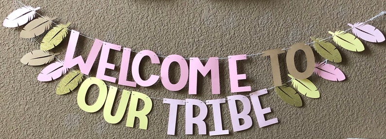 Welcome to Our Tribe Banner Boho Baby Shower Feather Banner | Etsy