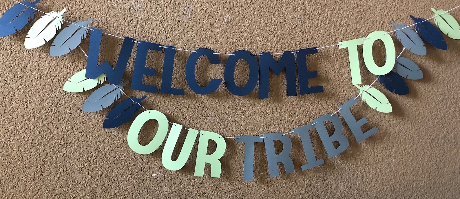 Welcome to Our Tribe Banner Boho Baby Shower Feather Banner - Etsy