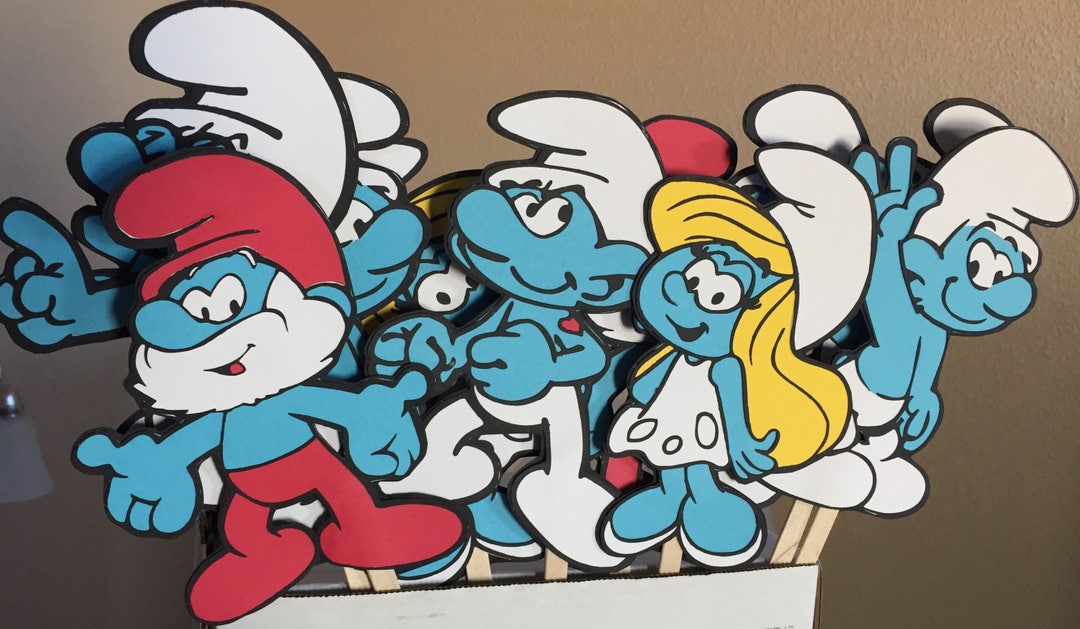 Smurf Inspired Centerpiece Sticks Smurf Party - Etsy