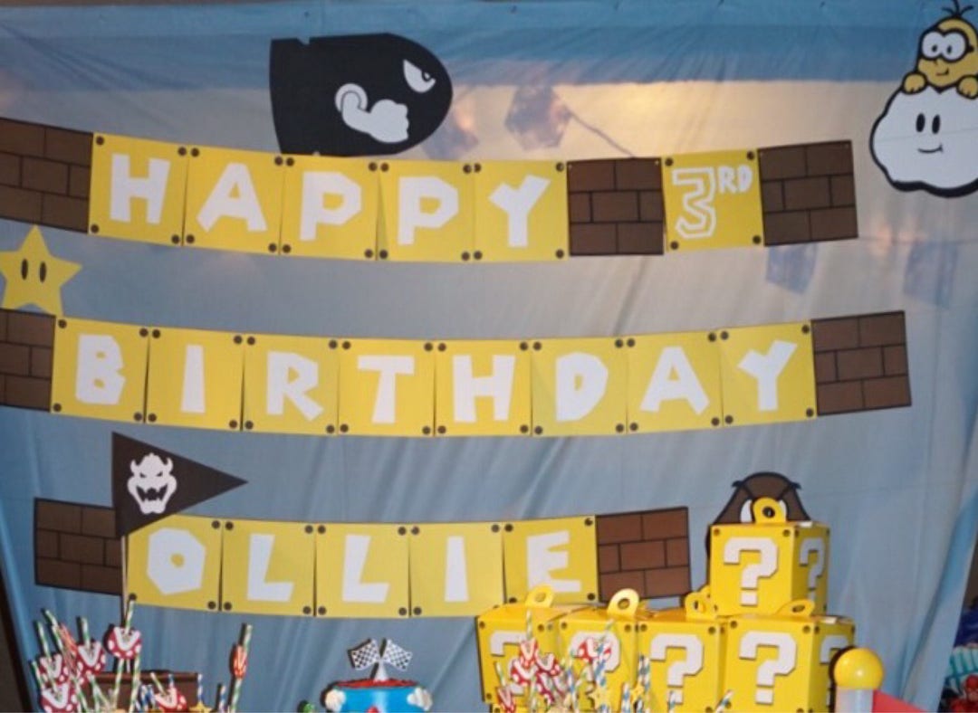 Super Mario Inspired Banner Mario Birthday Party Banner Coin Block ...