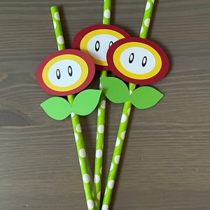 Fire Flower Paper Straws Mario Inspired Party Supplies - Etsy