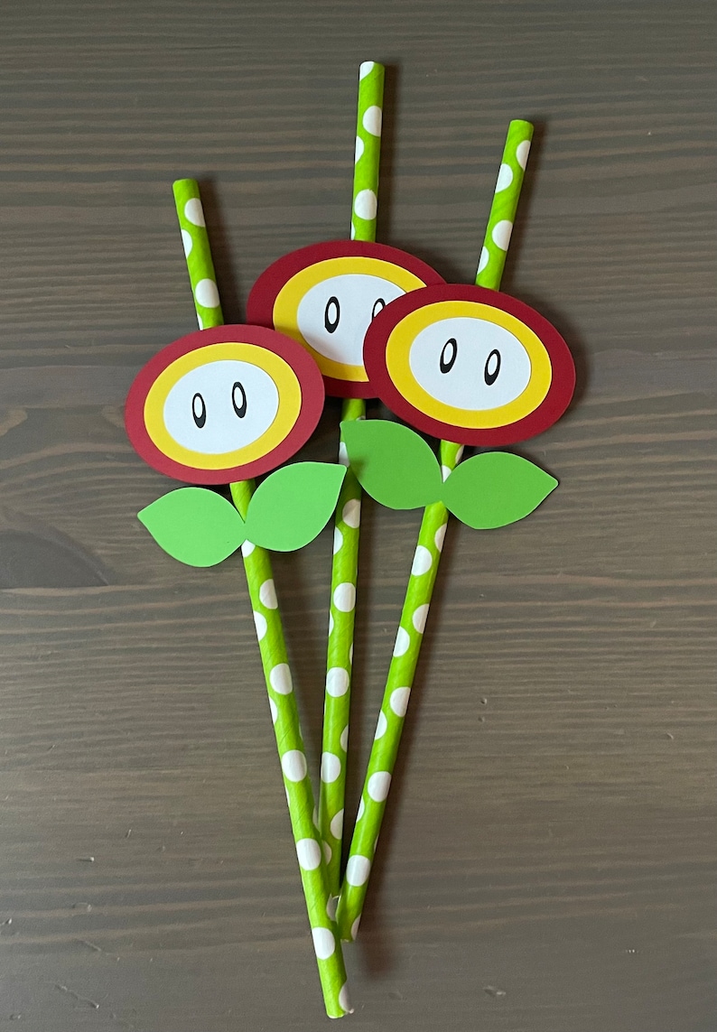 Fire Flower Paper Straws Mario Inspired Party Supplies - Etsy