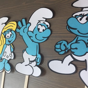 Smurf Inspired Centerpiece Sticks Smurf Party - Etsy