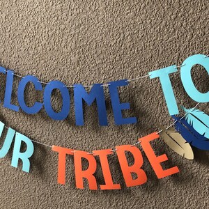 Welcome to Our Tribe Banner Boho Baby Shower Feather Banner - Etsy