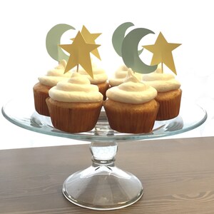 Stars and Moons Cupcake and Treat Toppers Celestial Party Decorations ...