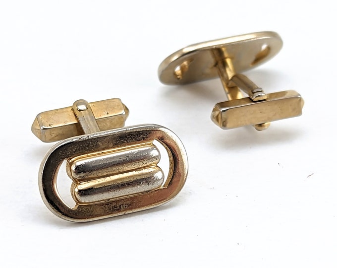 1940s Swank Cufflinks Men's Vintage Art Deco Gold & Silver Tone ...
