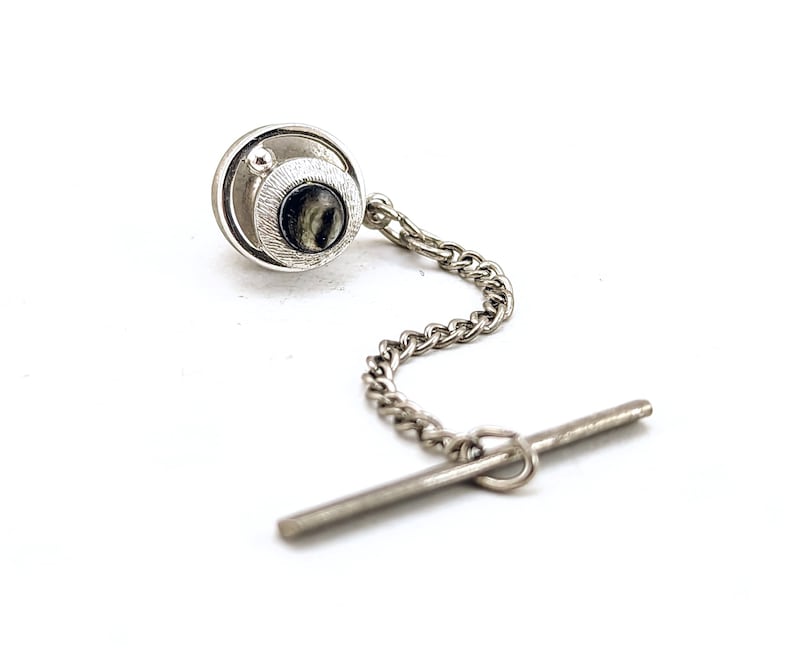 1950s-60s Vintage Men's Tie Tack Silver Tone Metal Necktie Pin With ...