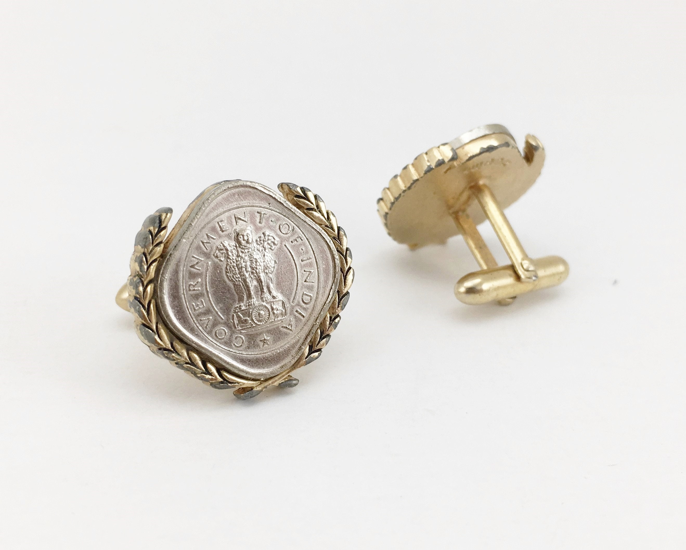 1960s SWANK Indian Coin Cufflinks Men's Vintage Gold Tone Metal ...