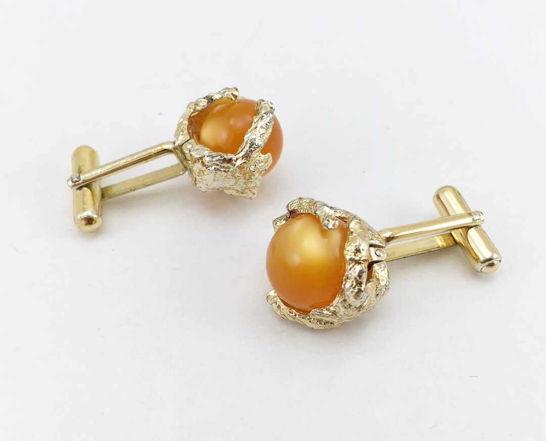 1960s-70s Modernist Cufflinks Set Gold Tone Freeform Abstract Mad Men ...
