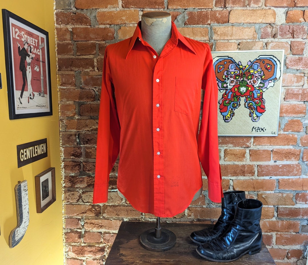 1960s Vintage Men's Bright Red Mad Men Disco Era Mod Long - Etsy