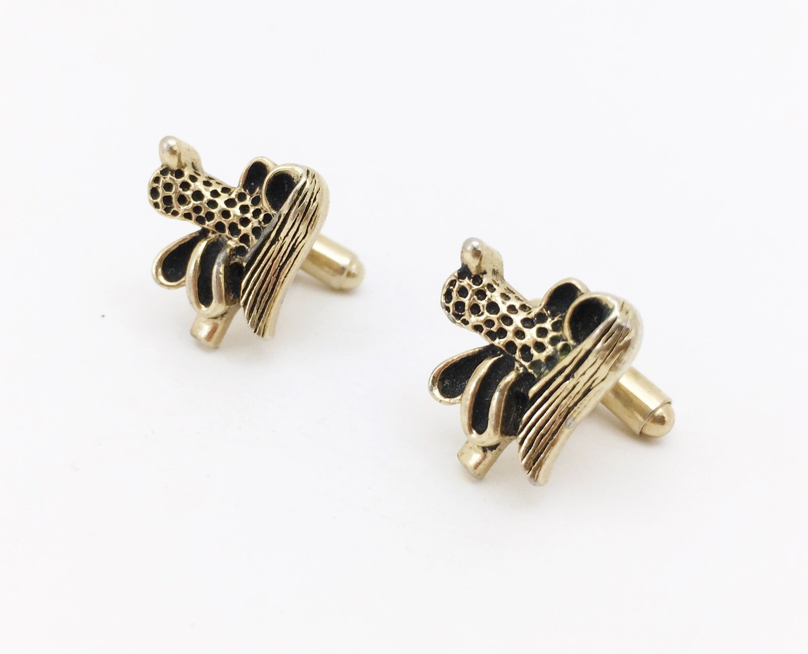 1960s Gold Poodle Cufflinks Men's Vintage Gold Tone Metal Cufflink Set ...