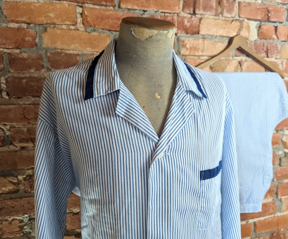 1960s-70s Men's Pajamas 2 Piece Men's Vintage Blue & … - Gem