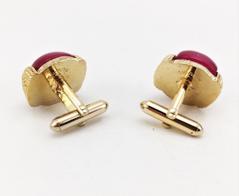 1970s SWANK Gold Cufflinks Men's Vintage Faux Star Ruby - Etsy