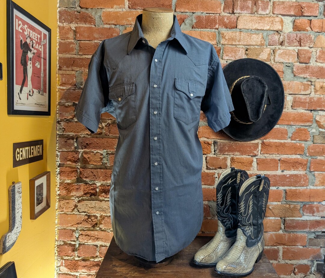 1980s Vintage Flying R Ranchwear Gray Western Shirt Men's Cowboy Style ...