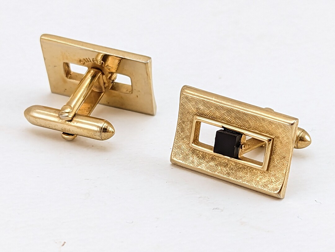 1960s SWANK Modernist Cufflinks Mad Men Era Men's Vintage Gold Tone ...