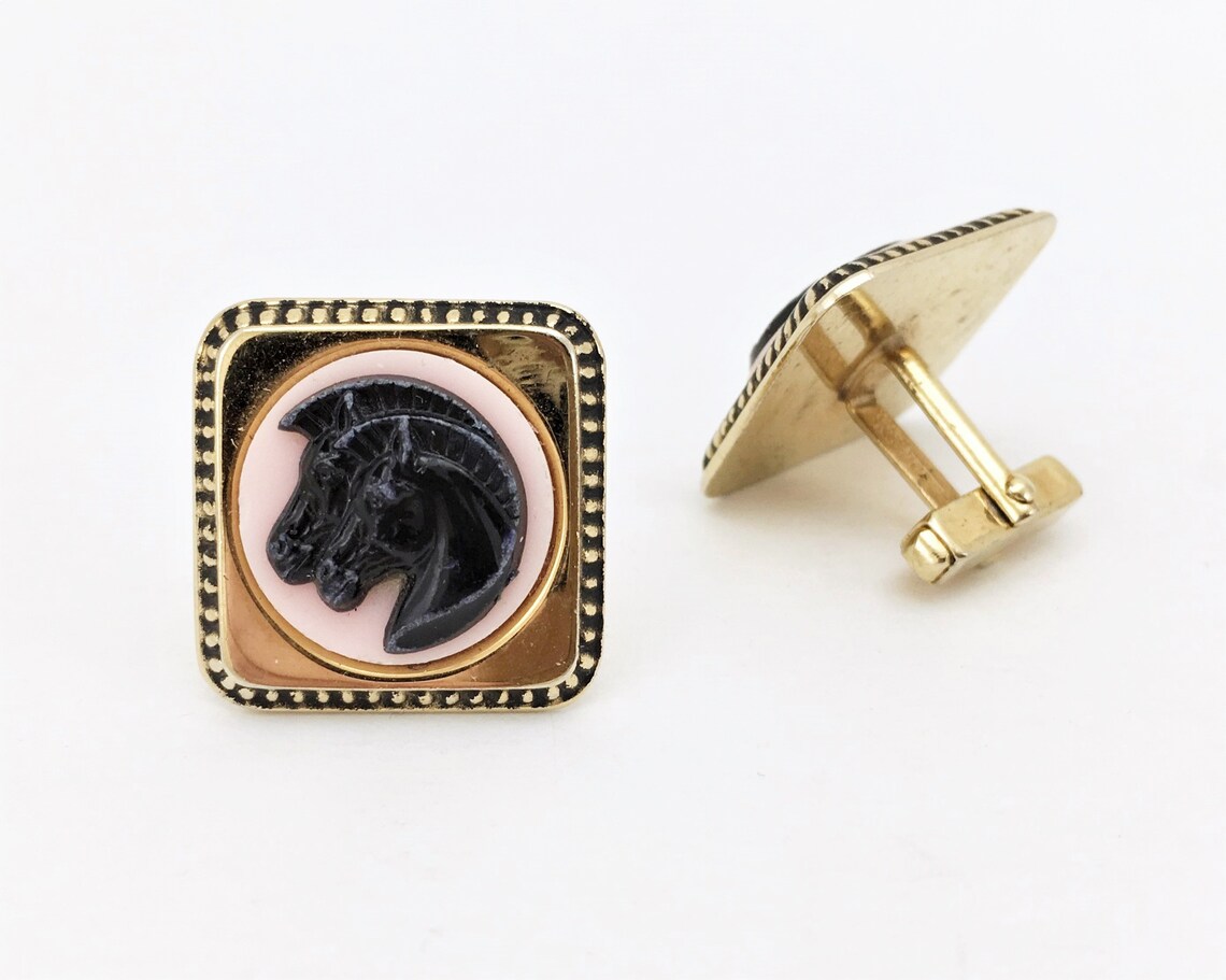 1950s ANSON Horse Cufflinks Large Modernist Mad Men Era Gold - Etsy