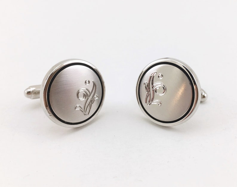 1960s ANSON Floral Cufflink Set Silver Tone Metal Etched Mad Men Mid ...