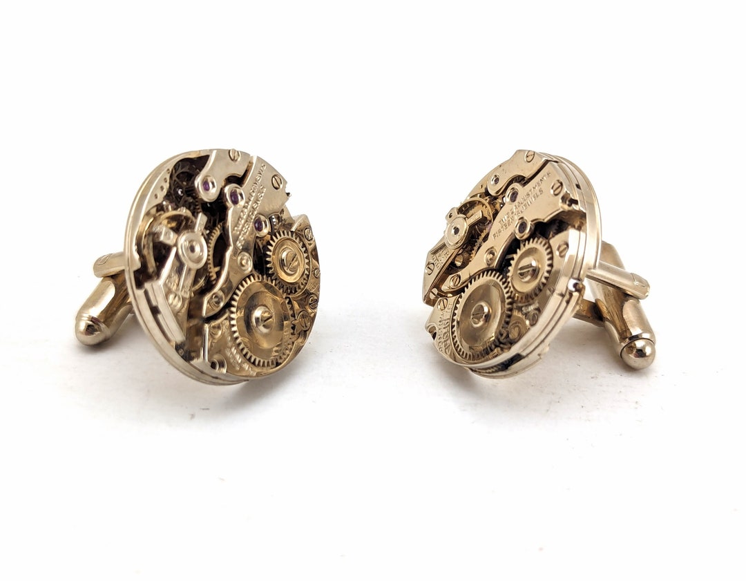 1960s DANTE Watch Gear Cufflinks Mad Men Era Men's Vintage Gold Tone ...