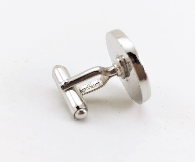 1960s ANSON Floral Cufflink Set Silver Tone Metal Etched Mad Men Mid ...